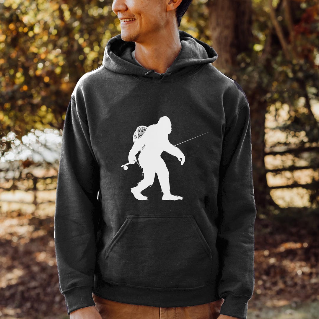 Sasquatch Fly Fishing Hoodie, Bigfoot Sweatshirt Unisex Hooded ...