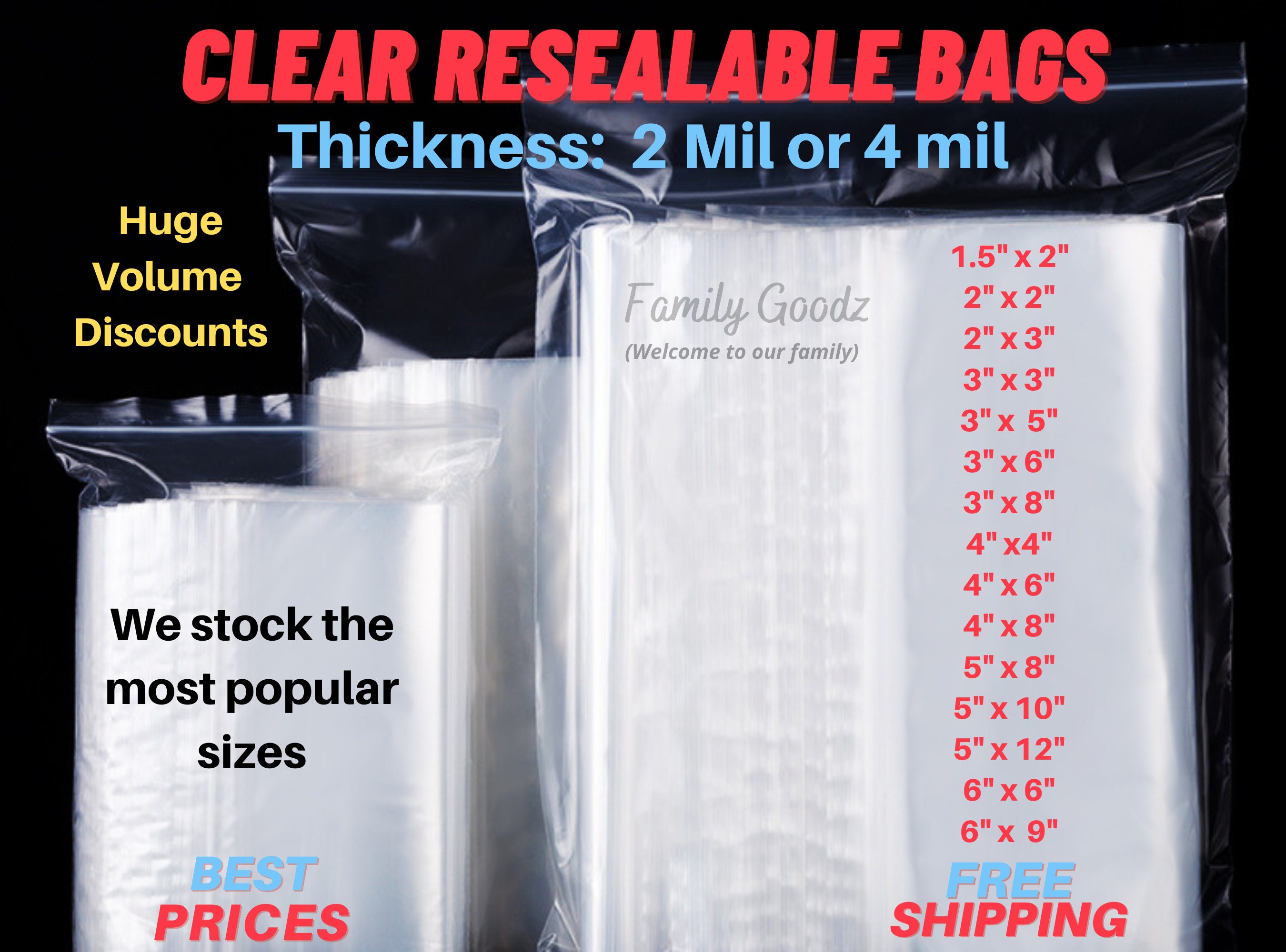 100 Count Clear Plastic ZIP Seal Resealable Zipper Top Plastic - Etsy