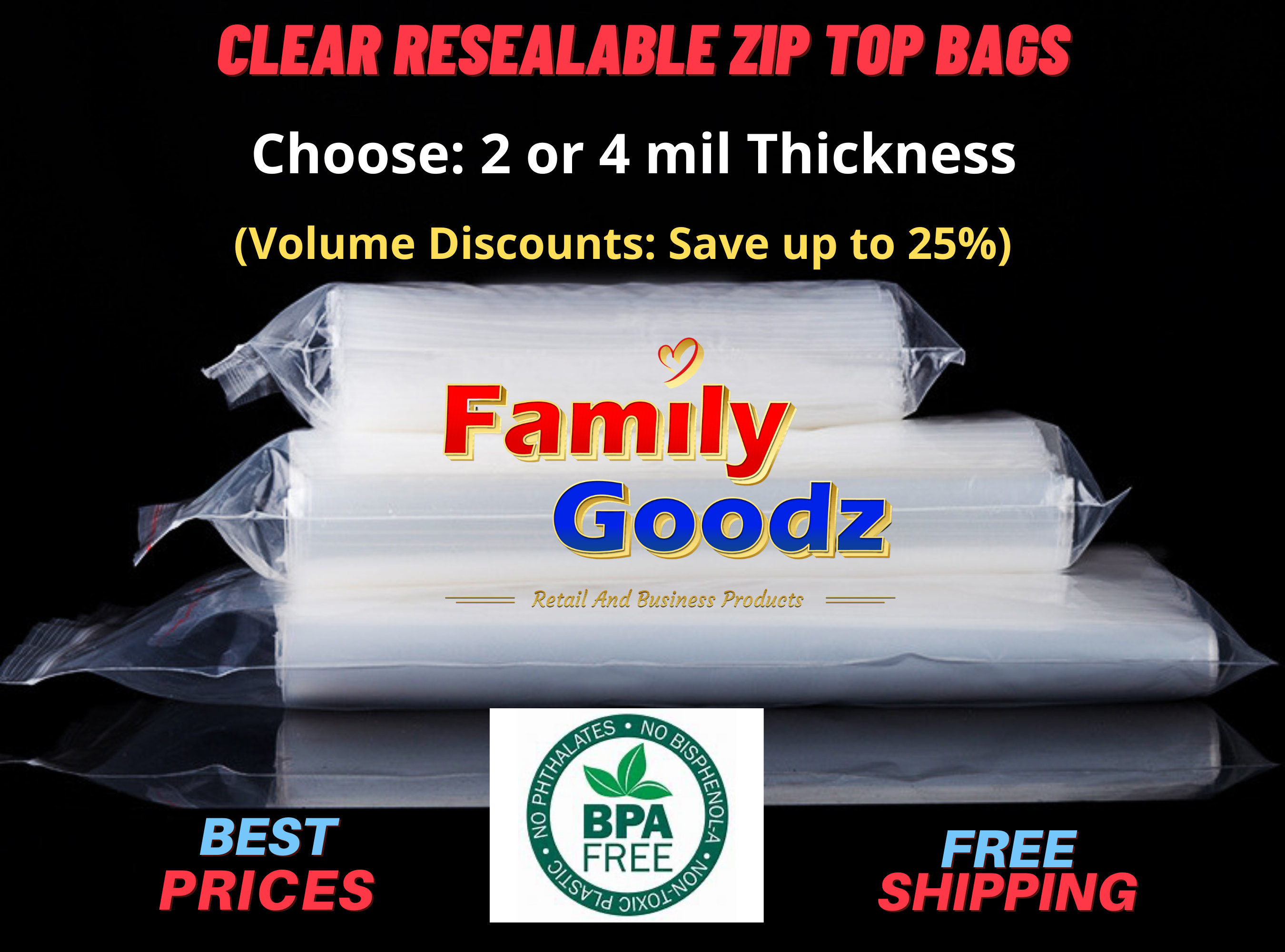 Clear Plastic Zip Bags, Resealable Baggie, 2mil & 4mil Zip Bags for ...