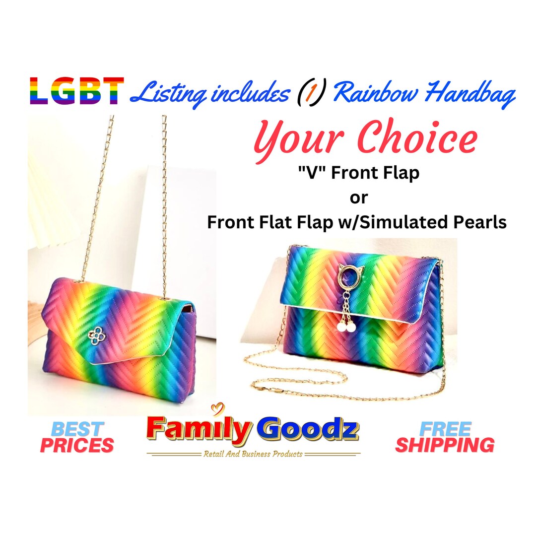 Mini LGBTQ Gay Pride Rainbow Colored Chevron Purse Handbag W/chain ...