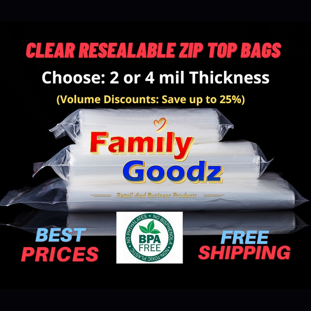 100 Count Clear Plastic ZIP Seal Resealable Zipper Top Plastic 2mil ...