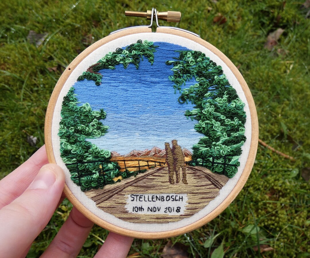 Hand Embroidered Landscape, Embroidered Scene, Custom Hoop Art, Thread ...