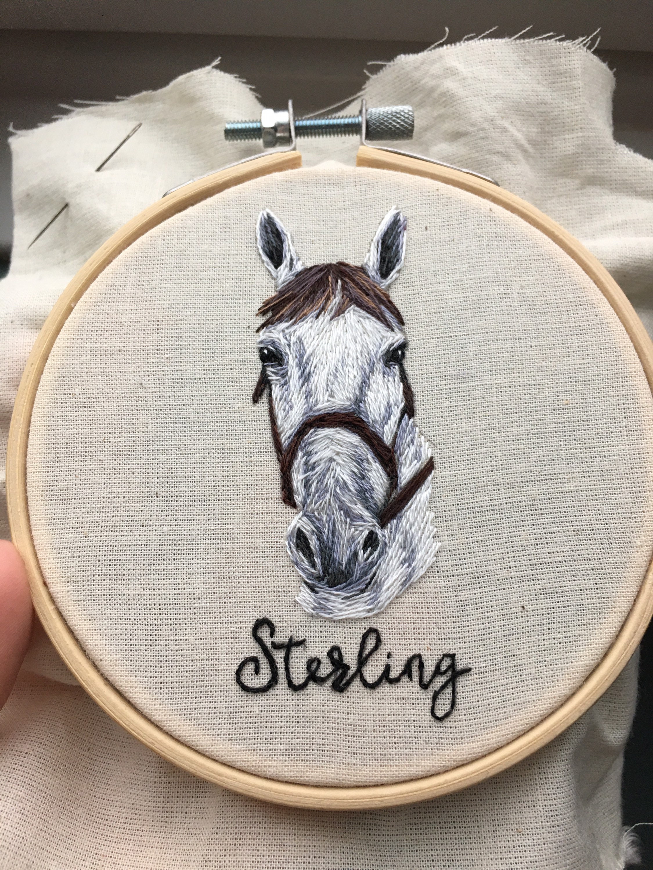 Hand Embroidered Horse Portrait: Custom Pet Embroidery Hoop Art ...