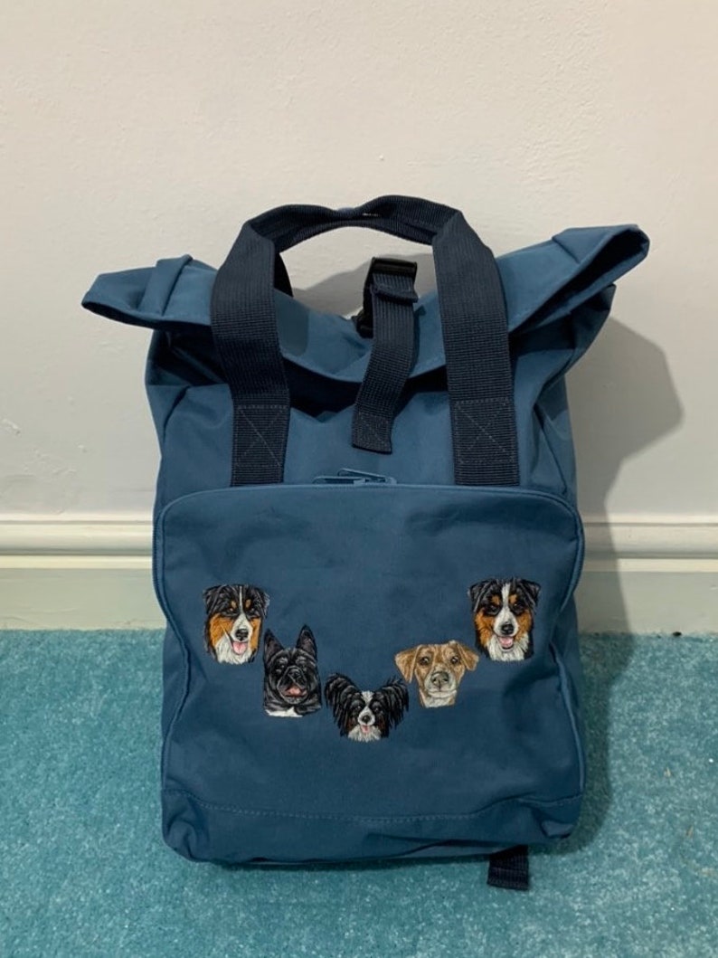 Hand Embroidered Pet Portrait Backpack: Custom Dog Portrait Bag ...