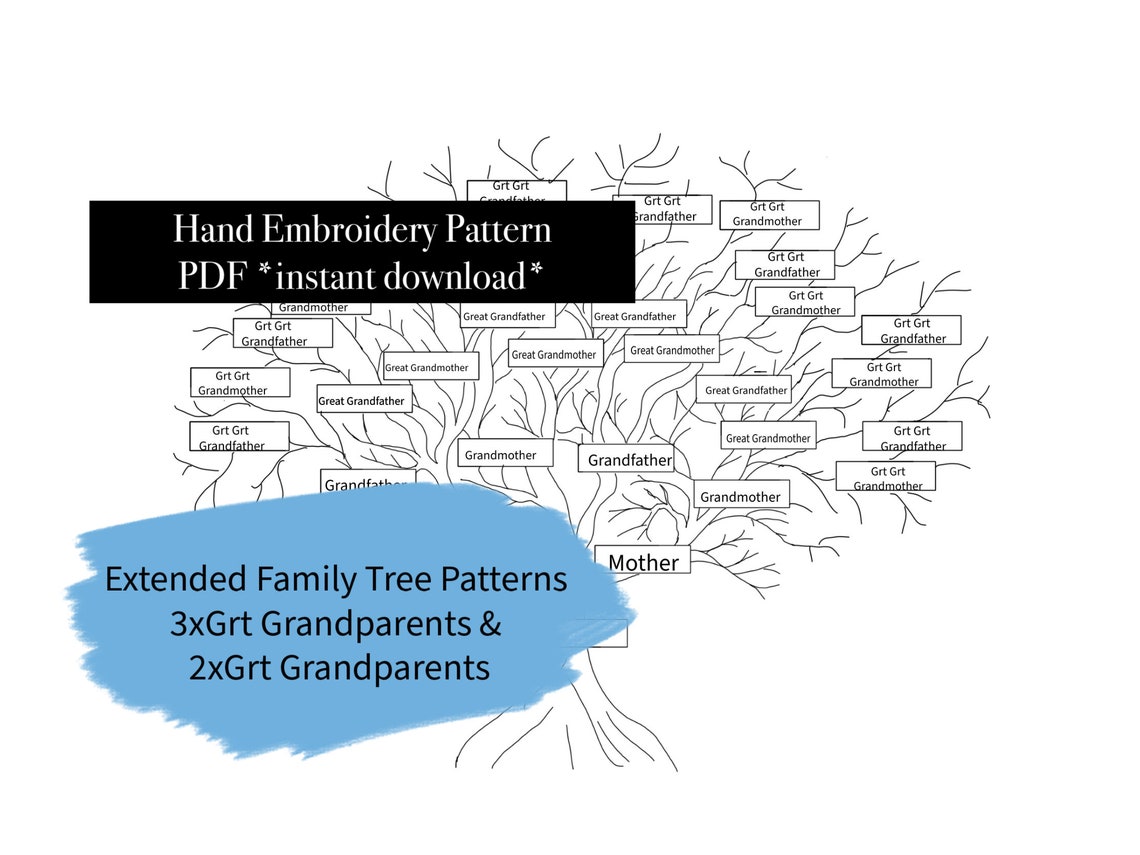 PDF Hand Embroidery Family Tree Pattern EXTENDED VERSION 2x | Etsy