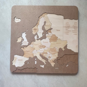 Wooden Puzzle "europe Map" - Etsy