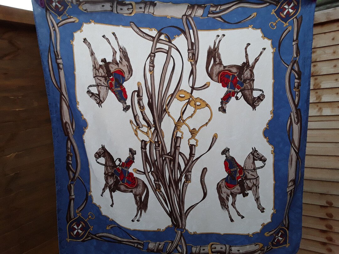 VINTAGE HORSE and EQUESTRIAN Design Made in Italy Silk Scarf - Etsy