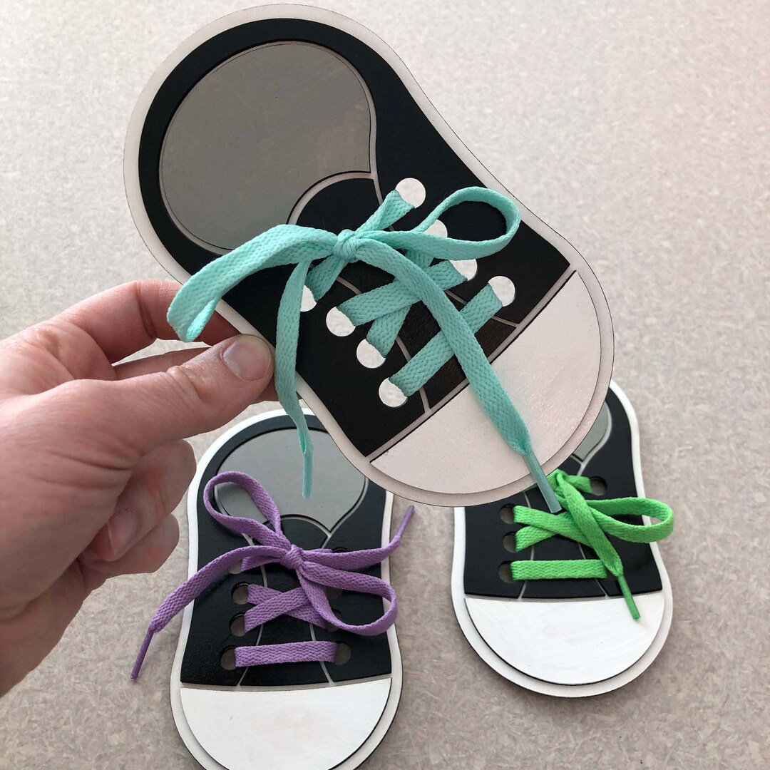 Wooden Shoe Lace Tying Learning Activity Learn to Tie My - Etsy