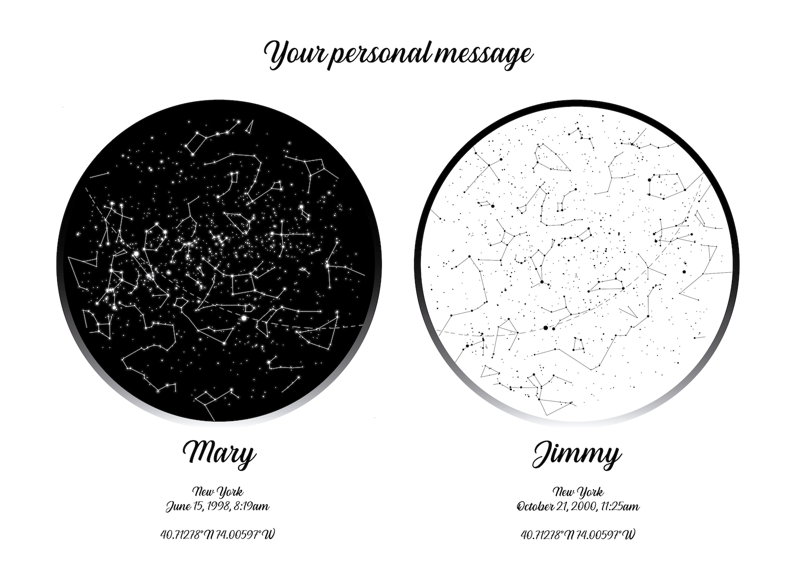 Mapa estelar personalizado Mapa estelar doble Mapa estelar - Etsy España