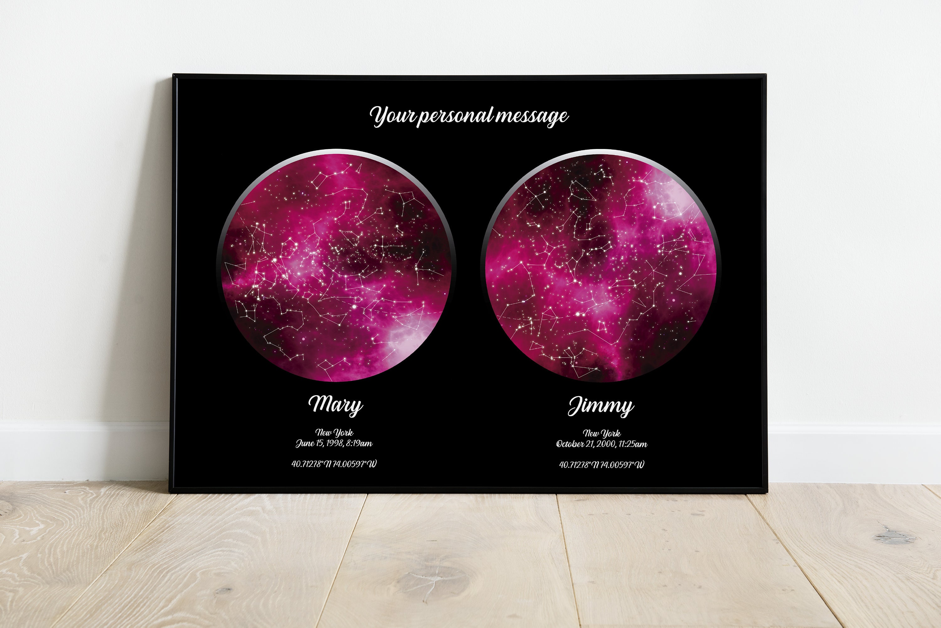 Custom Star Map Double Star Map Night Sky Print Sky Map | Etsy