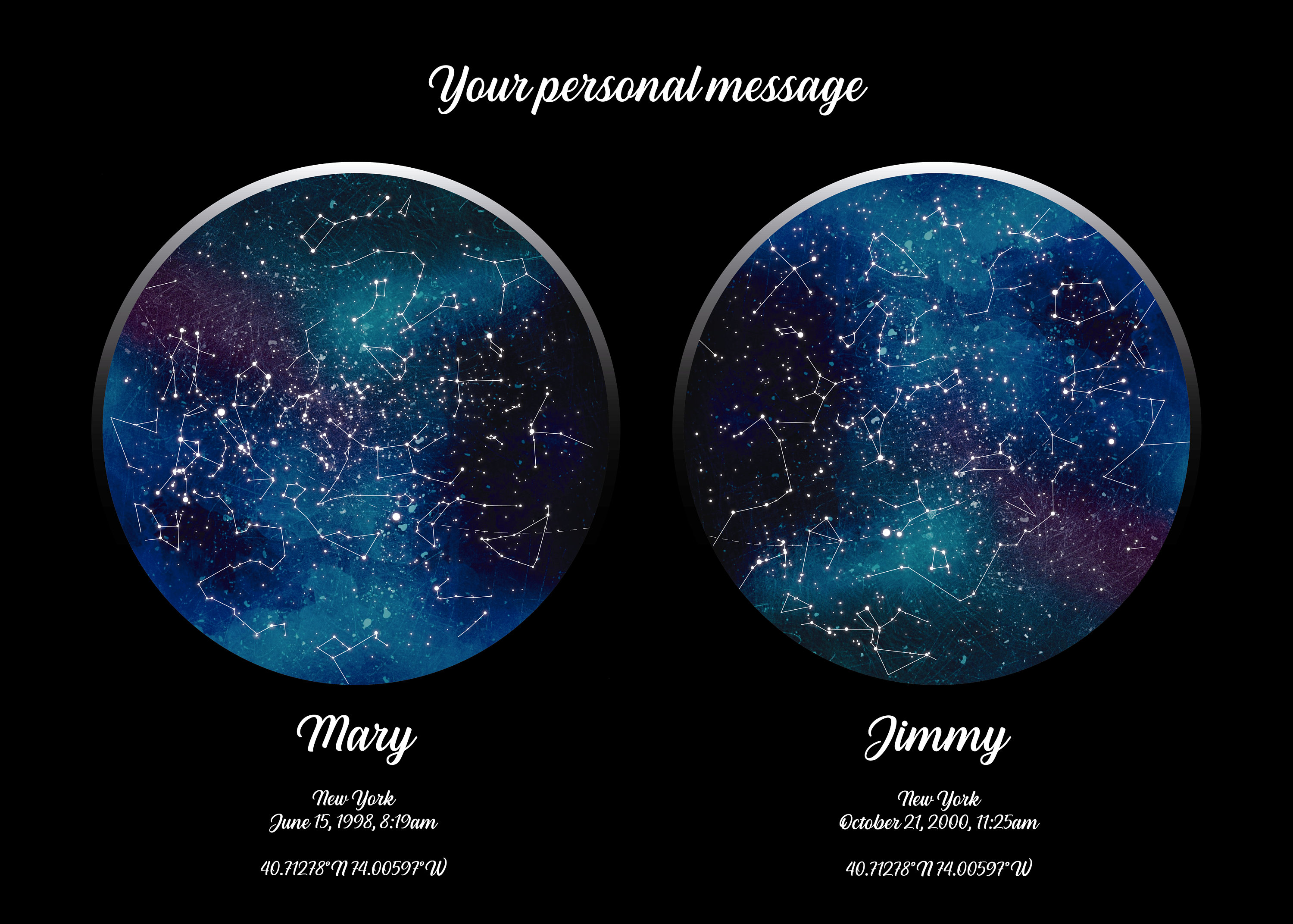 Mapa estelar personalizado Mapa estelar doble Mapa estelar | Etsy España