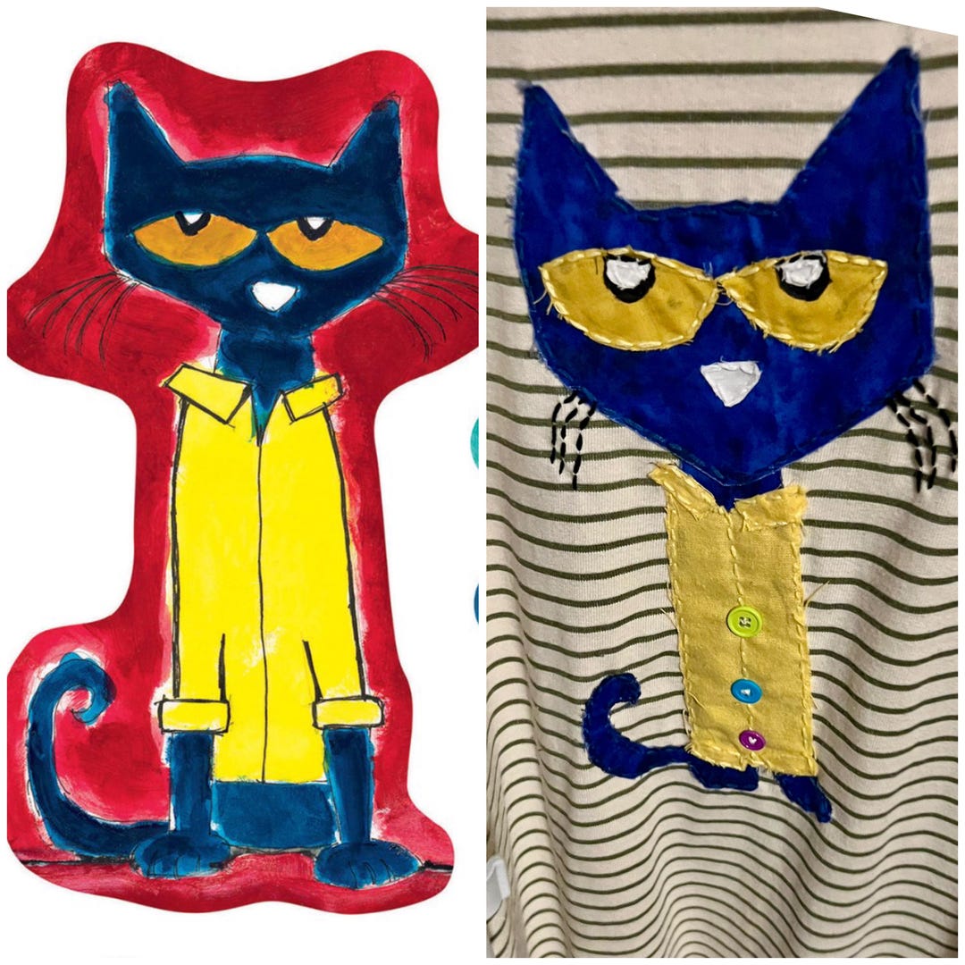 Pete the Cat Embroidered Design - Etsy