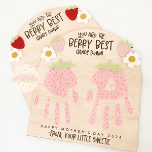 Strawberry Mother's Day Handprint Sign, Mother's Day, Kids Milestones ...