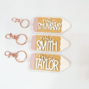 Pencil Keychain, Retro Teacher Keychain, Teacher Gifts, Teacher ...