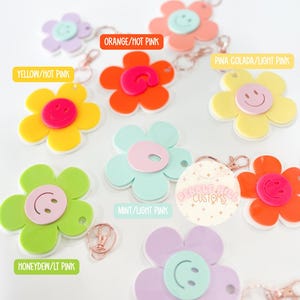 Confetti Retro Daisy Keychain, Smiley Keychain, Girl's Keychain ...