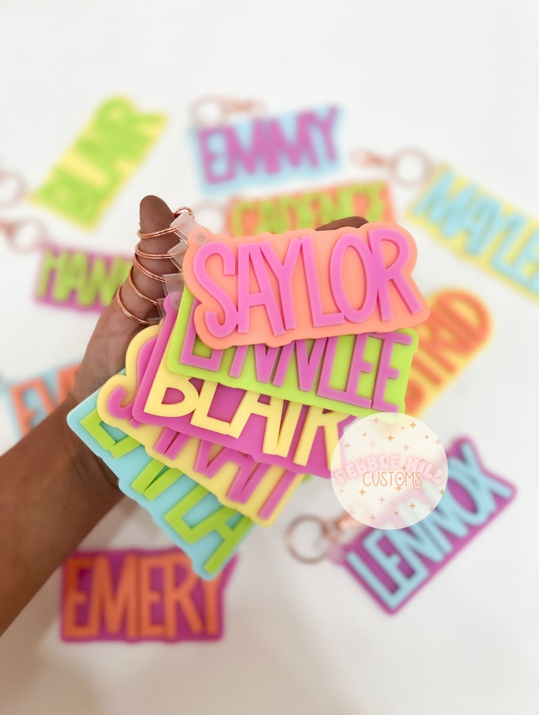 Neon Backpack Tags, Kids Keychains, Personalized Keychain, Acrylic ...