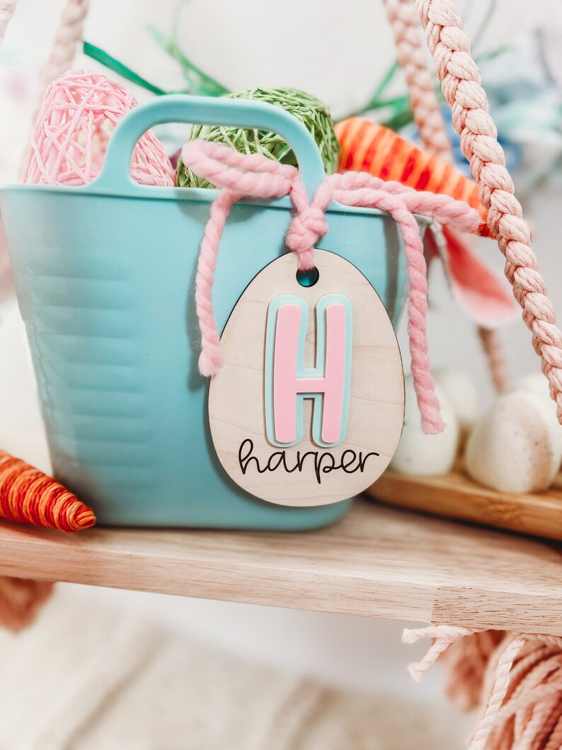 Wood Egg Easter Tags, Easter Basket, Easter for Kids, Personalized Name ...