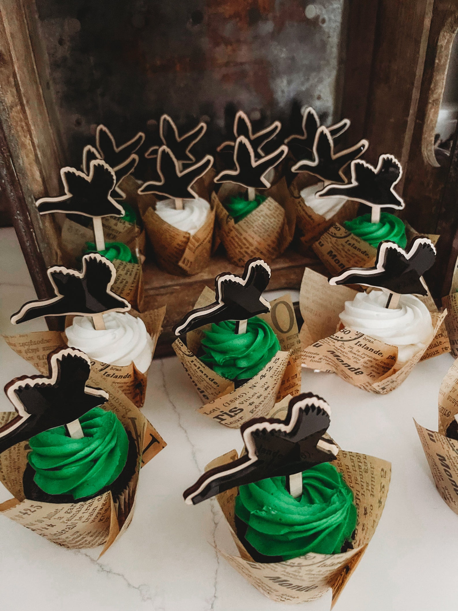 Duck Cupcake Toppers, Duck Hunting Party Decor, One Lucky Duck, Mallard ...