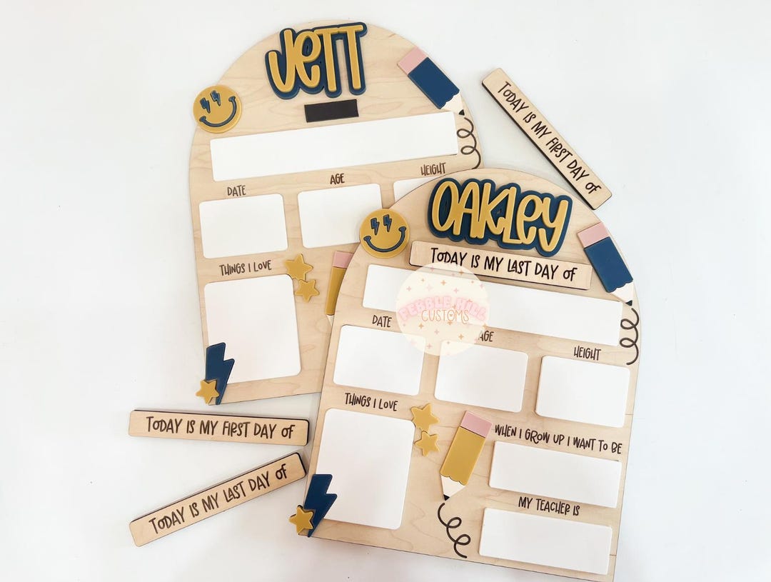 Lightning Smiley First Day of School Sign, Interchangeable Back to ...