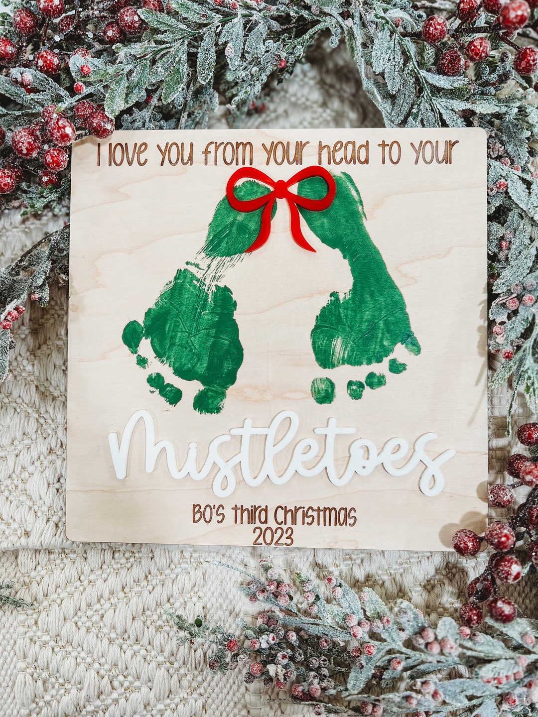 Christmas Footprint Sign, Mistletoes, Kids Milestones, Footprint Sign ...