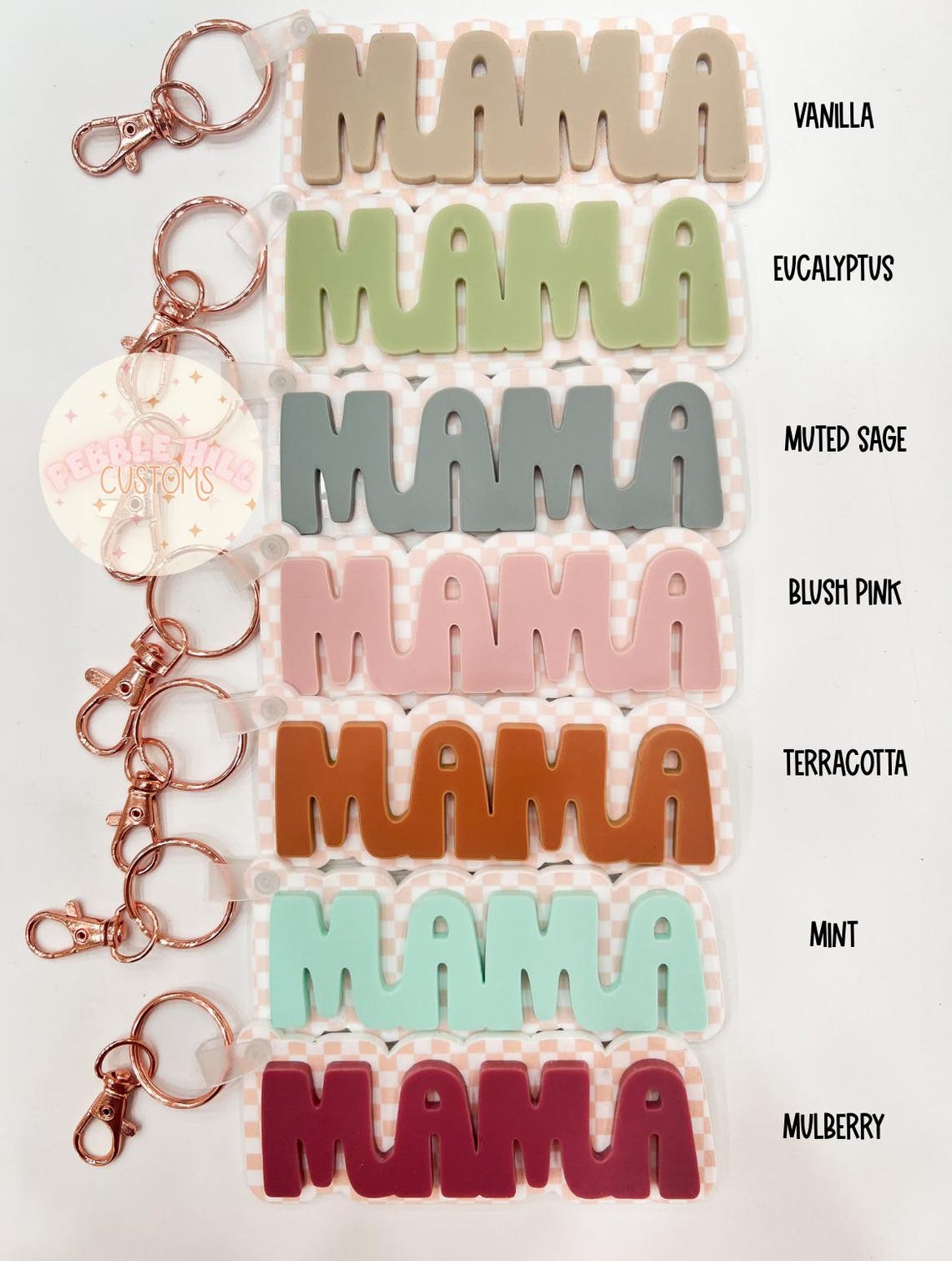 Neutral Checkered Mama Keychains, Retro Keychain, Checker Pattern ...
