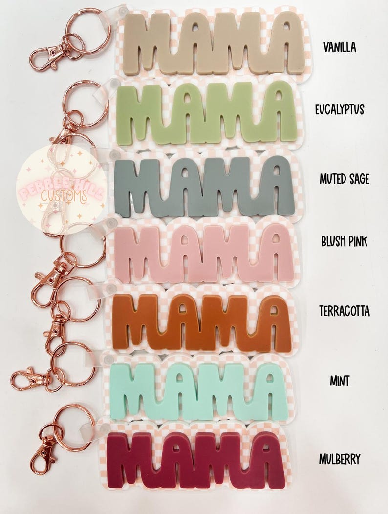 Neutral Checkered Mama Keychains, Retro Keychain, Checker Pattern ...