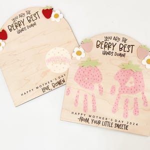 Strawberry Mother's Day Handprint Sign, Mother's Day, Kids Milestones ...