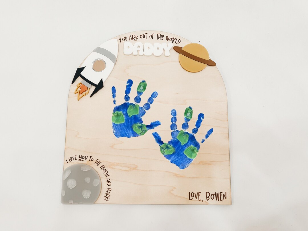Outer Space Father's Day Handprint Sign, Kids DIY, Gifts for Dad ...