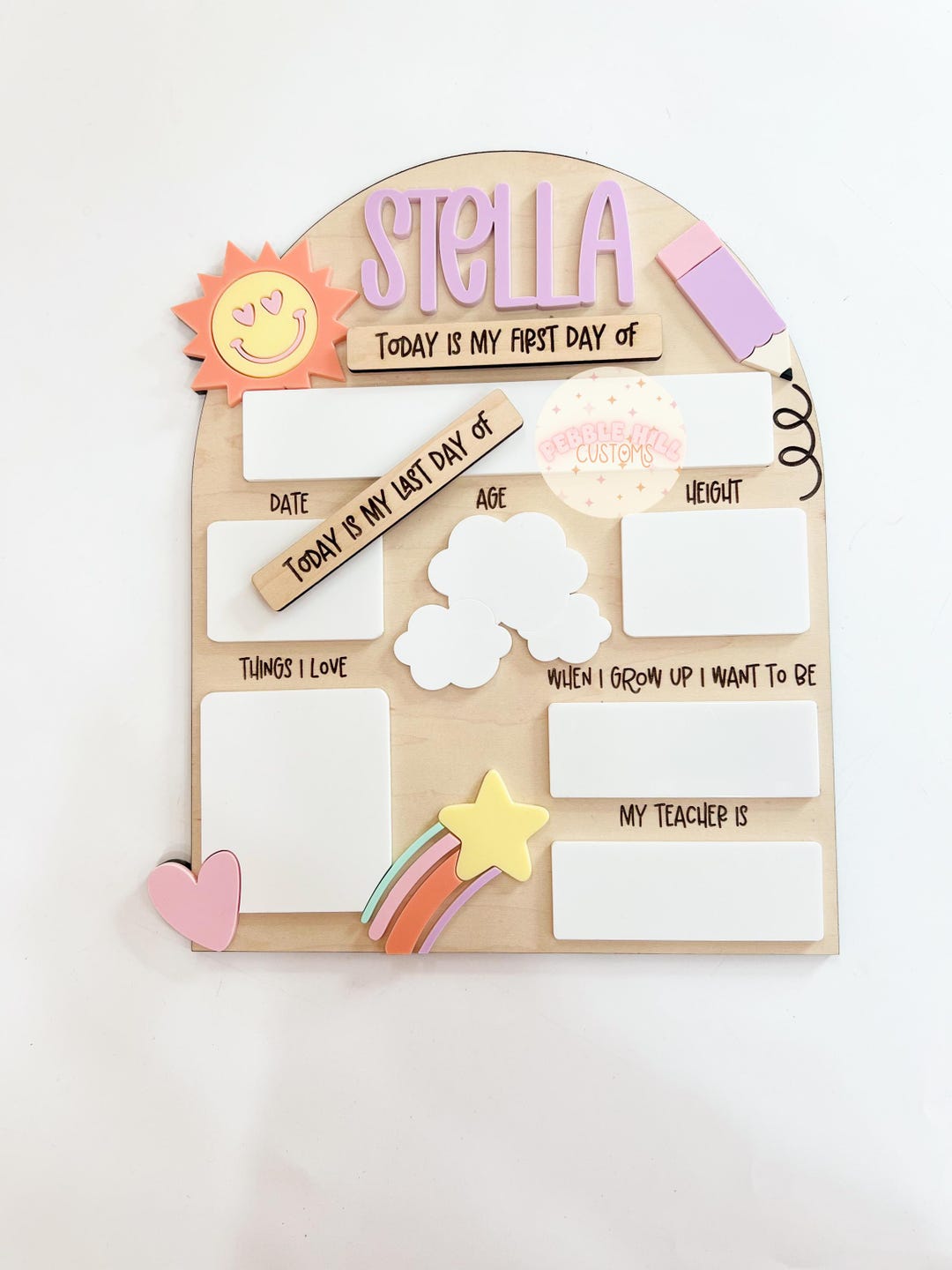 Sunshine Girls First Day of School Sign, Interchangeable Back to School ...