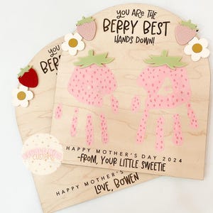 Strawberry Mother's Day Handprint Sign, Mother's Day, Kids Milestones ...