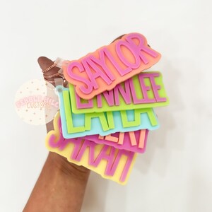 Neon Backpack Tags, Kids Keychains, Personalized Keychain, Acrylic ...