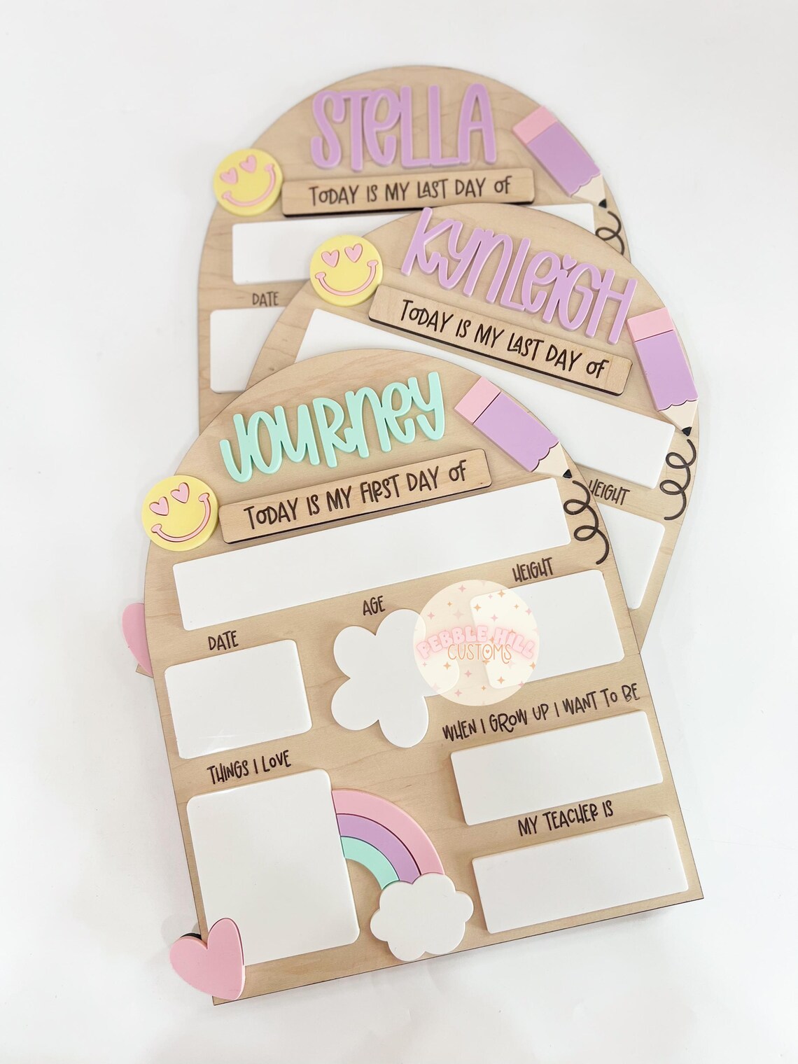 Rainbow Girls First Day of School Sign, Interchangeable Back to School ...
