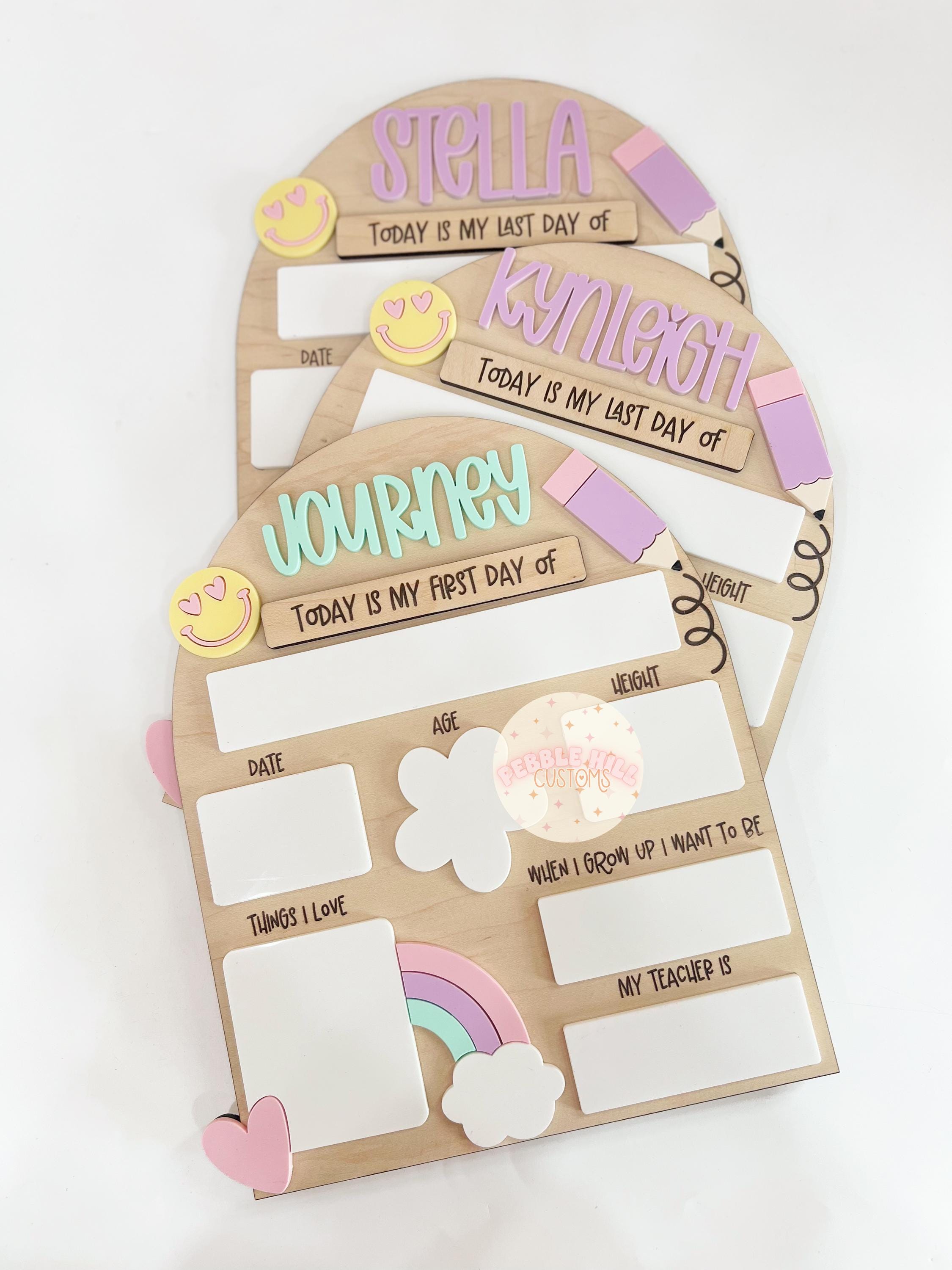 Rainbow Girls First Day of School Sign, Interchangeable Back to School ...