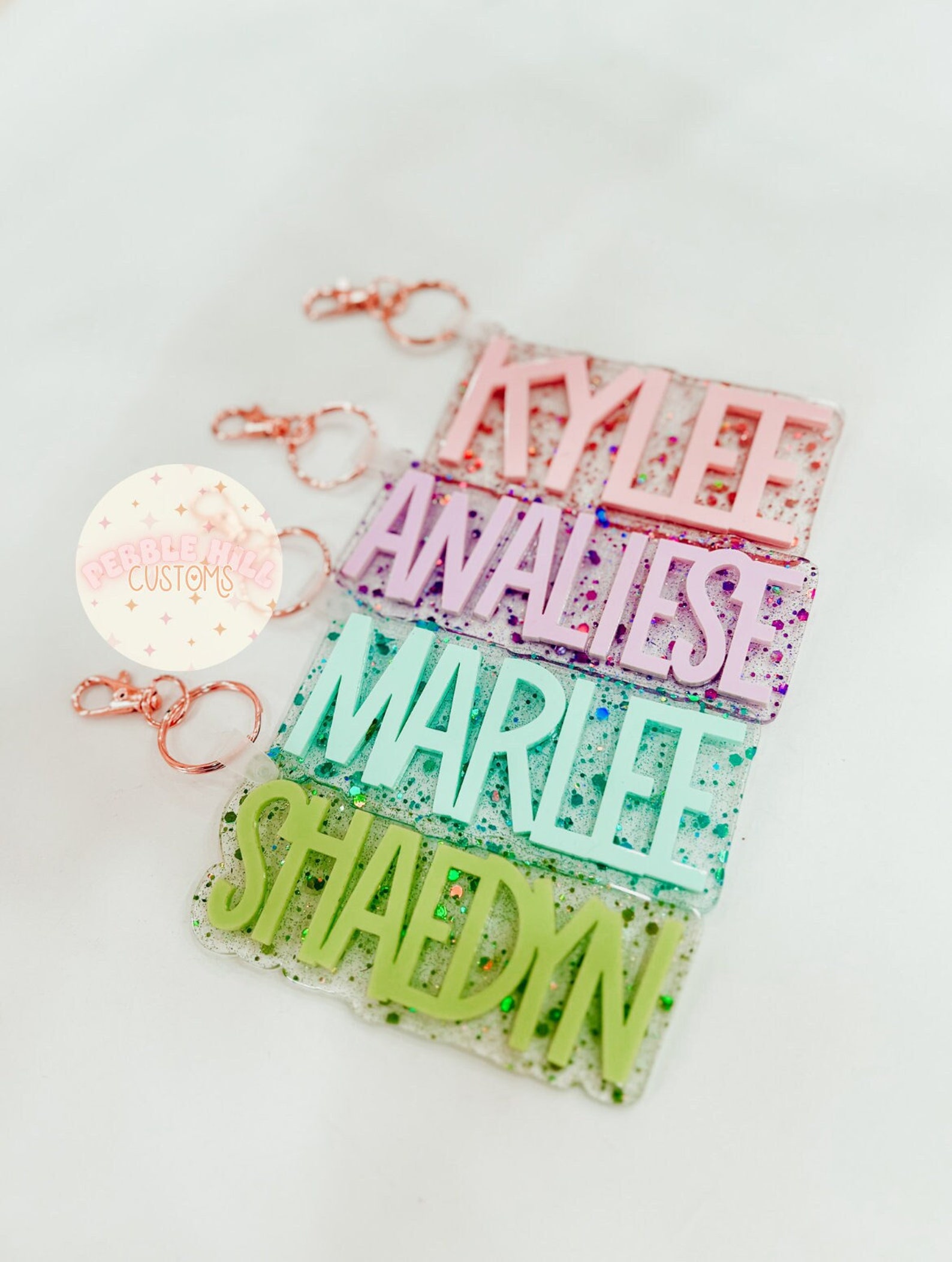 Confetti Glitter Backpack Tags, Kids Keychains, Personalized Keychain ...