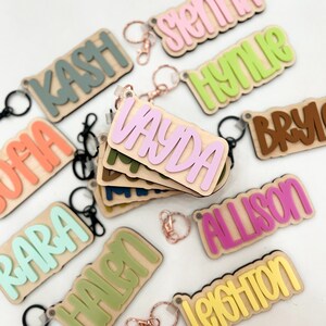 Wood/acrylic Backpack Tags, Kids Keychains, Personalized Keychain ...
