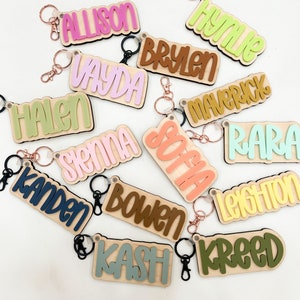 Wood/acrylic Backpack Tags, Kids Keychains, Personalized Keychain ...