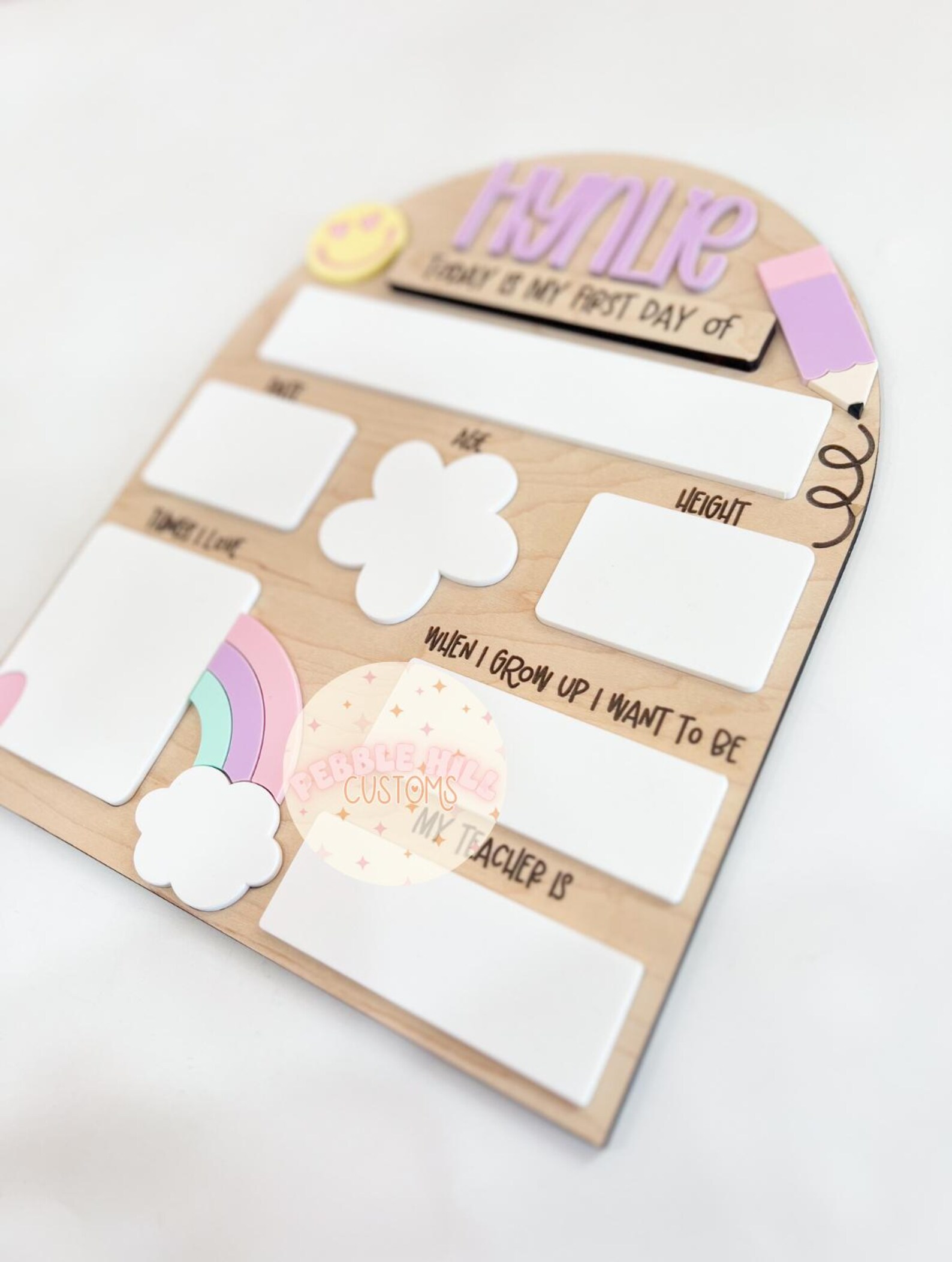 Rainbow Girls First Day of School Sign, Interchangeable Back to School ...