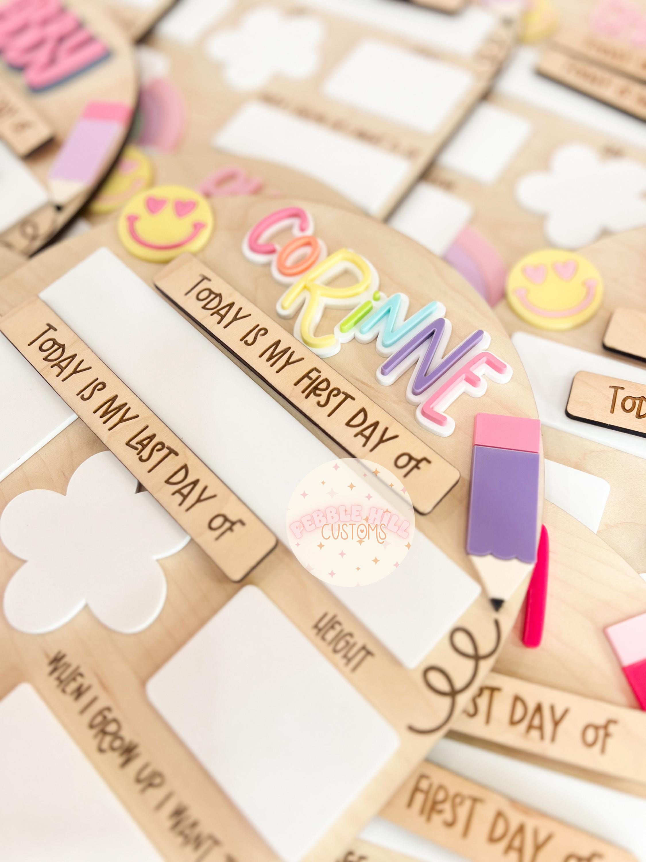 Rainbow Girls First Day of School Sign, Interchangeable Back to School ...