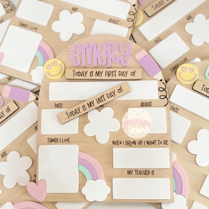 Rainbow Girls First Day of School Sign, Interchangeable Back to School ...