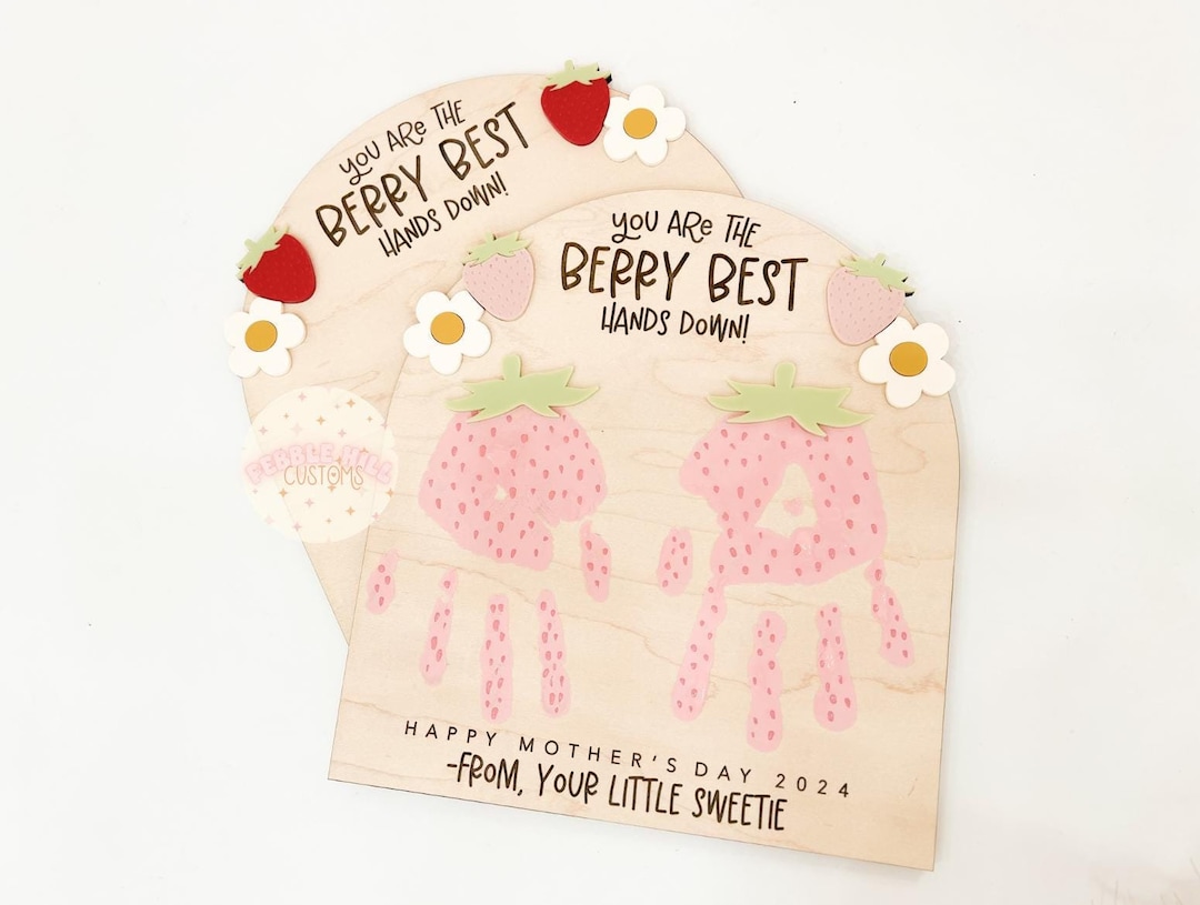 Strawberry Mother's Day Handprint Sign, Mother's Day, Kids Milestones ...
