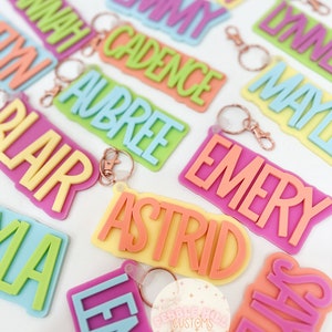 Neon Backpack Tags, Kids Keychains, Personalized Keychain, Acrylic ...