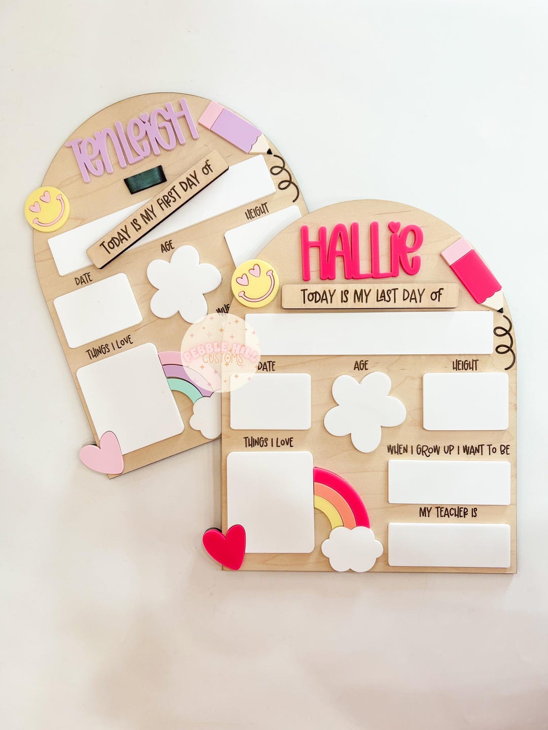 Rainbow Girls First Day of School Sign, Interchangeable Back to School ...