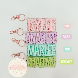 Confetti Glitter Backpack Tags, Kids Keychains, Personalized Keychain ...