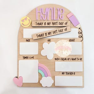 Rainbow Girls First Day of School Sign, Interchangeable Back to School ...