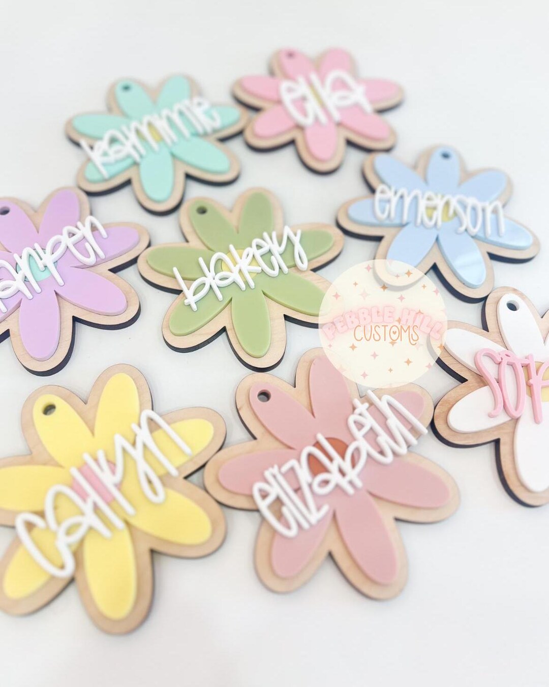 Retro Daisy Tag, Backpack Tags, Flower Tag, Girls Backpack Tag ...