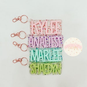 Confetti Glitter Backpack Tags, Kids Keychains, Personalized Keychain ...