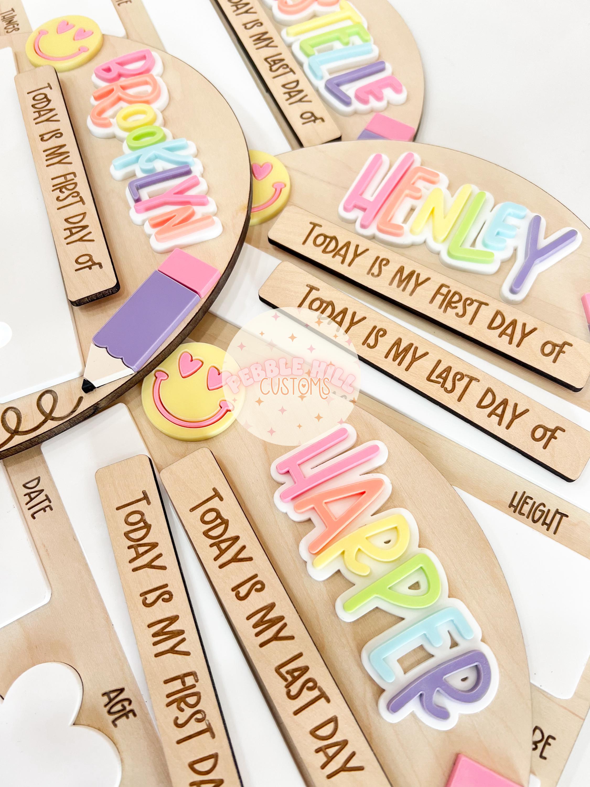 Rainbow Girls First Day of School Sign, Interchangeable Back to School ...