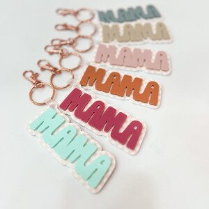 Neutral Checkered Mama Keychains, Retro Keychain, Checker Pattern ...