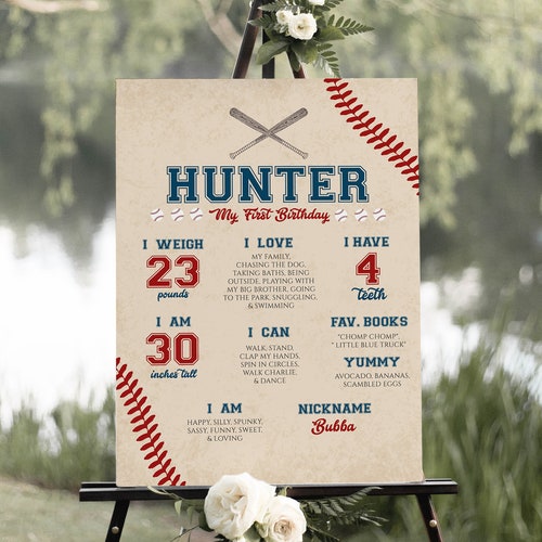 Editable Baseball Birthday Milestone Poster Instant Template - Etsy