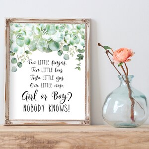 Boy or Girl Sign Printable Ten Little Fingers Ten Little | Etsy